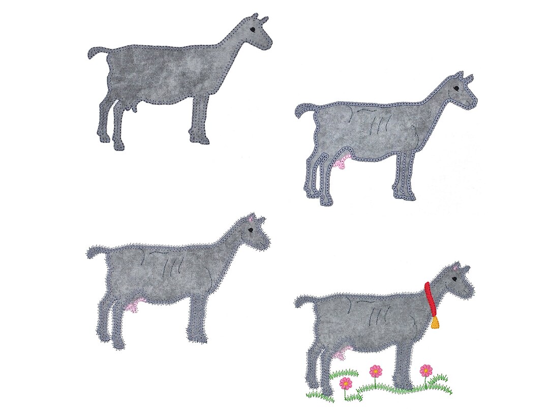 Goat Applique Design. Instant Download Available. Hoop Size is 4 X 6 ...