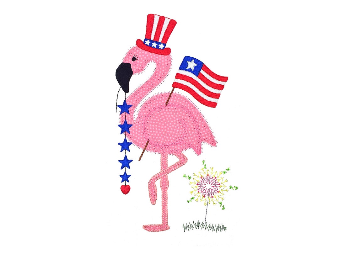 Patriotic Flamingo Applique Design. Instant Download Available. Hoop ...
