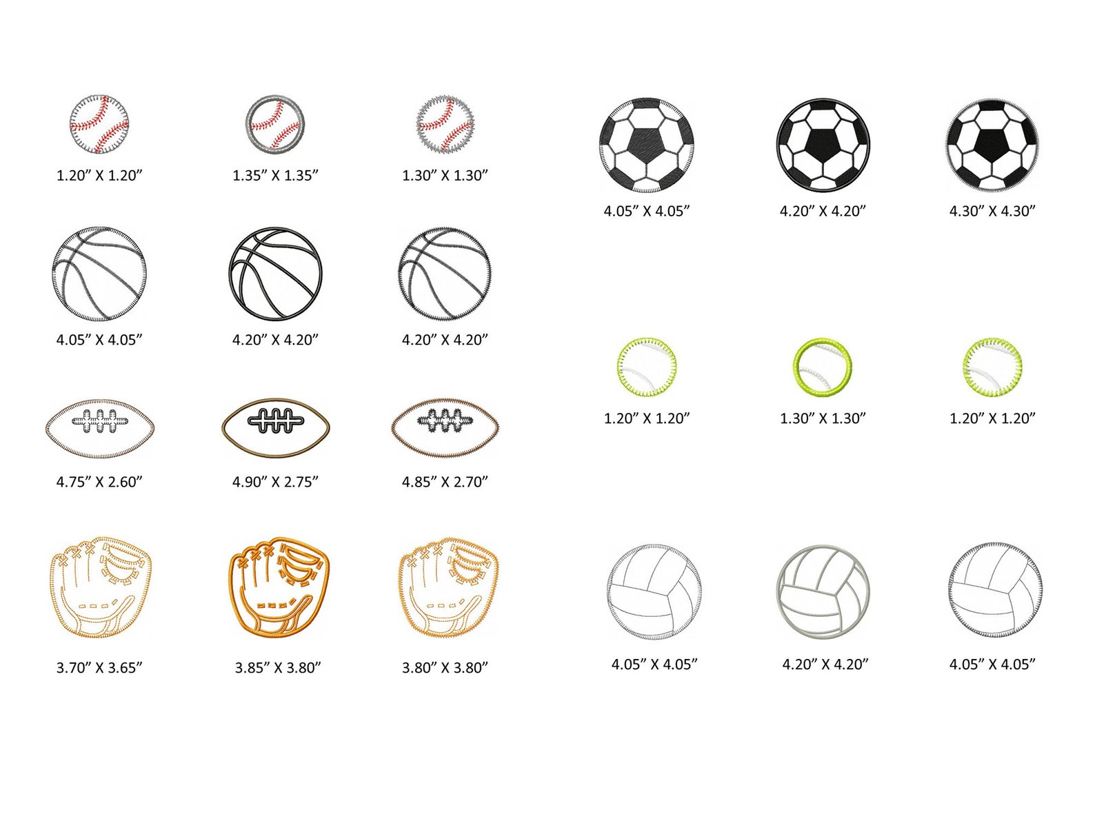 Accuquilt Sports Medley Applique Design Set. Instant Download | Etsy