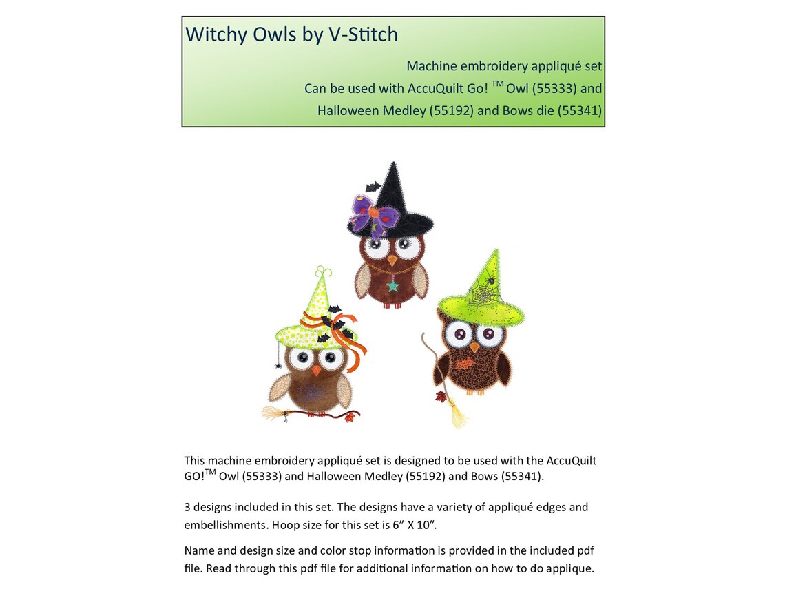 Witchy Owls Applique Embroidery Design. Instant Download - Etsy