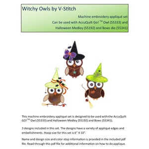 Witchy Owls Applique Embroidery Design. Instant Download Available ...