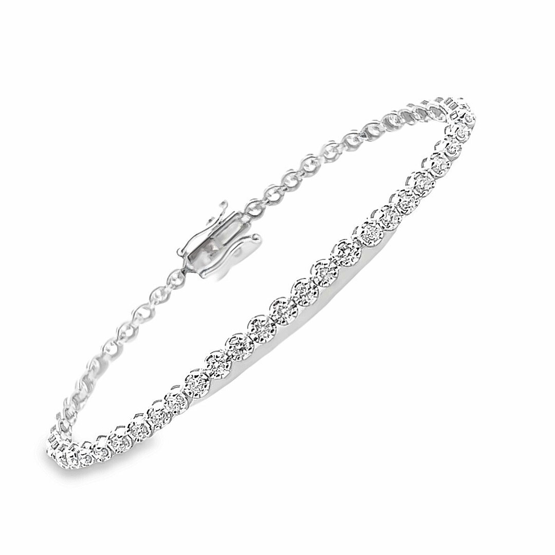 2.55CT Diamond Tennis Bracelet Set in 14K White Gold - Etsy
