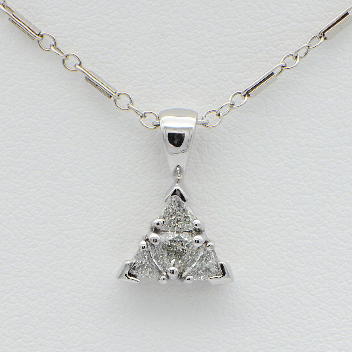 Triangle Diamond Pendant in White Gold With Chain Made in - Etsy