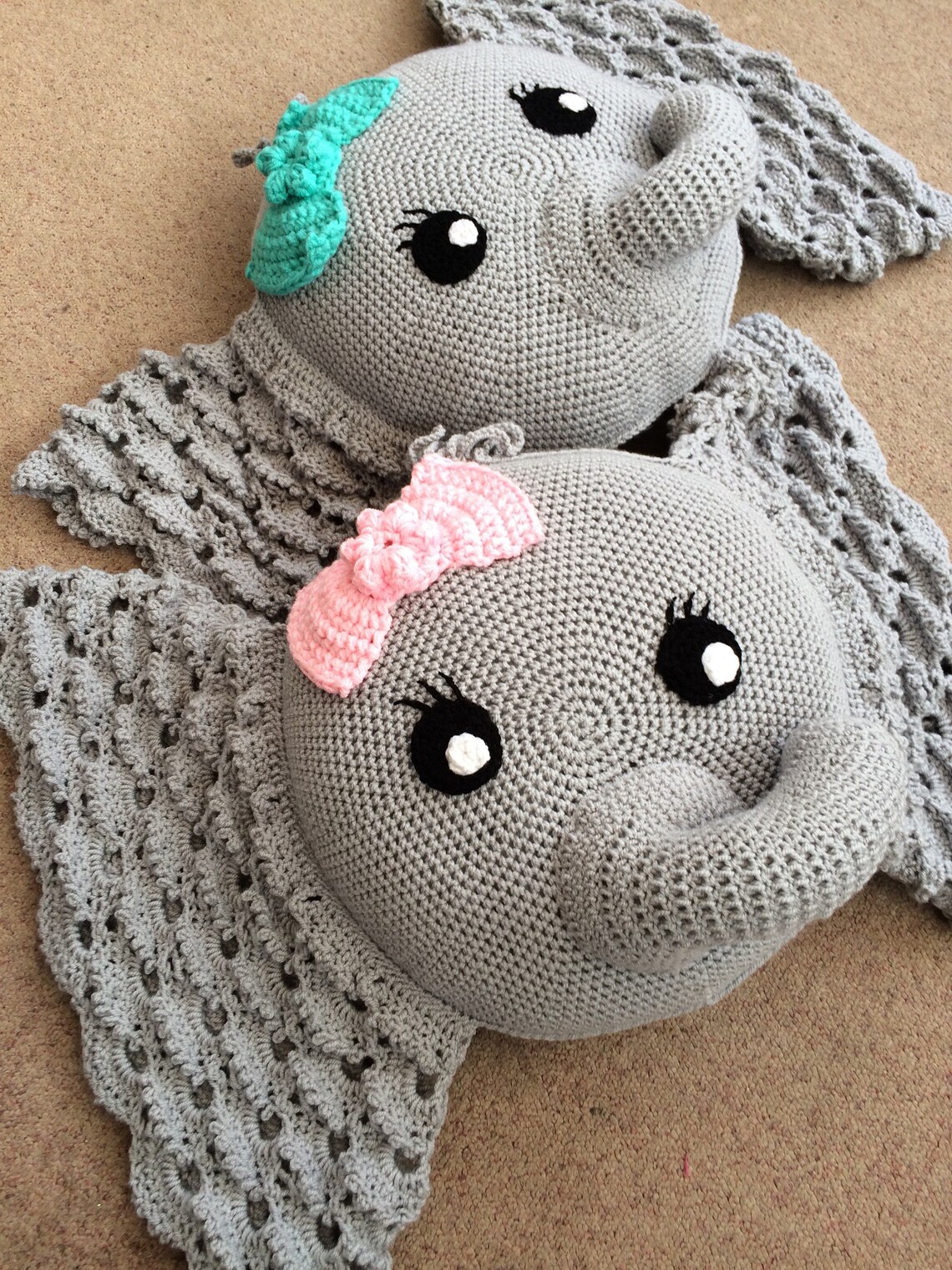 Crochet Elephant Cushion Pillow Nursery Bedding - Etsy