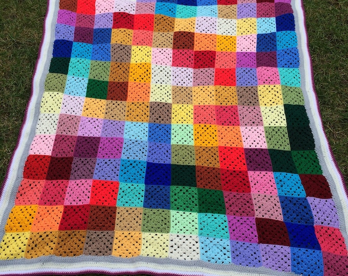 Multi-coloured Crochet Throw Blanket - Etsy UK
