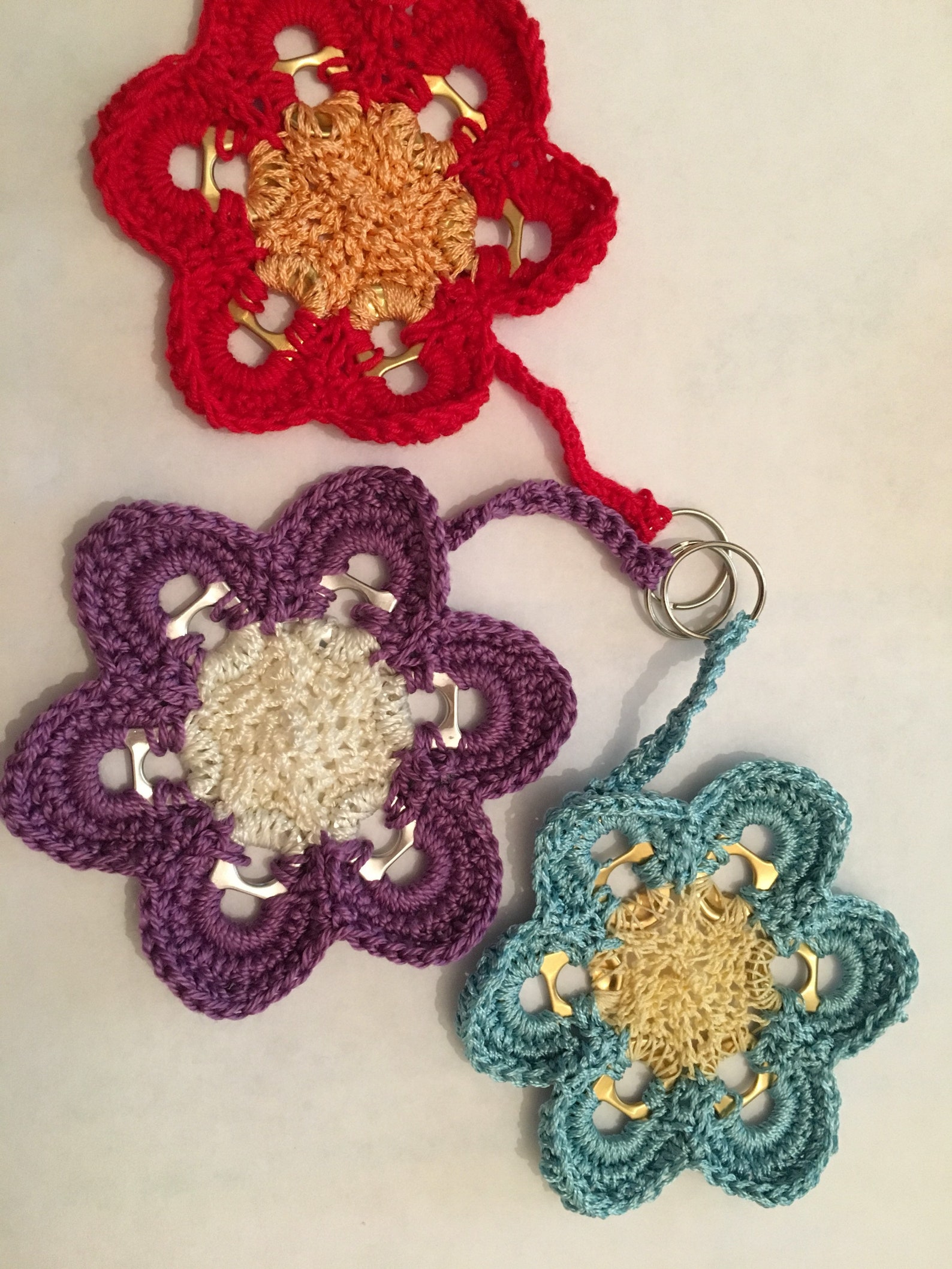 Eco Friendly Recycled Pull Tab Flower Keyring Bag Charm - Etsy