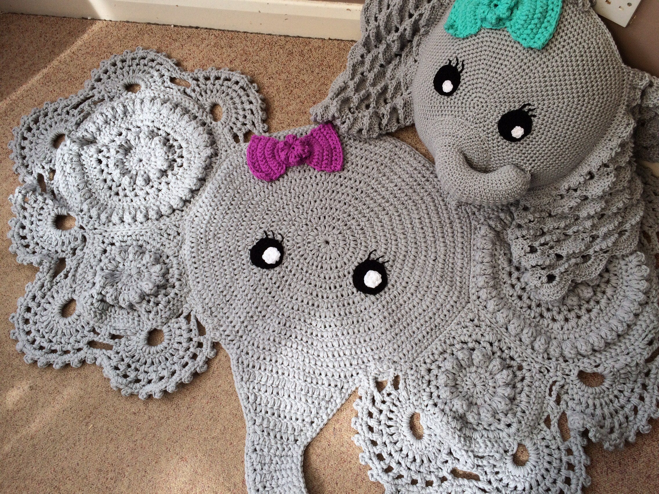 Crochet Elephant Cushion Pillow Nursery Bedding - Etsy