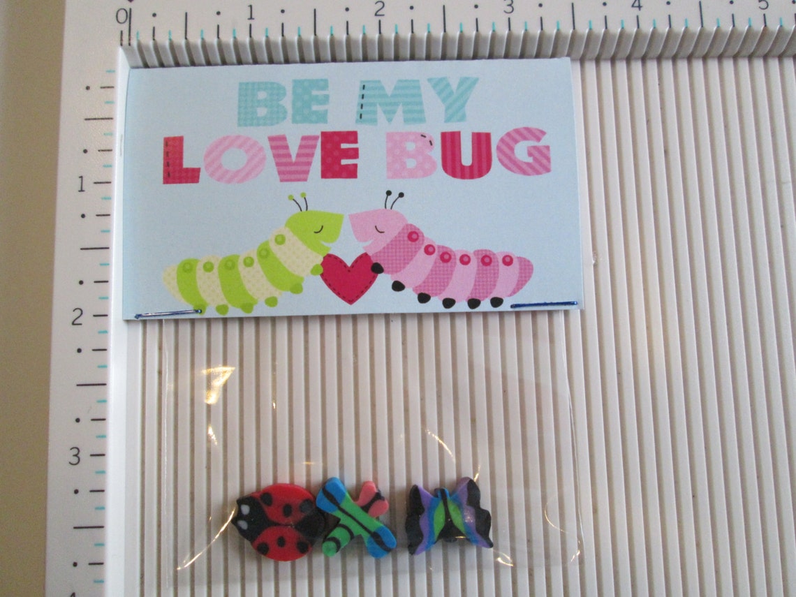 Set of 10 Be My Love Bug Valentines, With 3 Bug Erasers, 3.5 by 2 ...