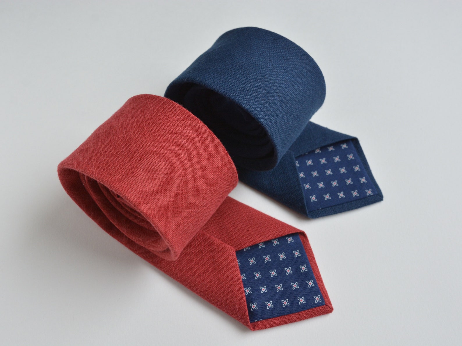 Red Linen Necktie Solid Muted Matte Red Necktie Prom - Etsy