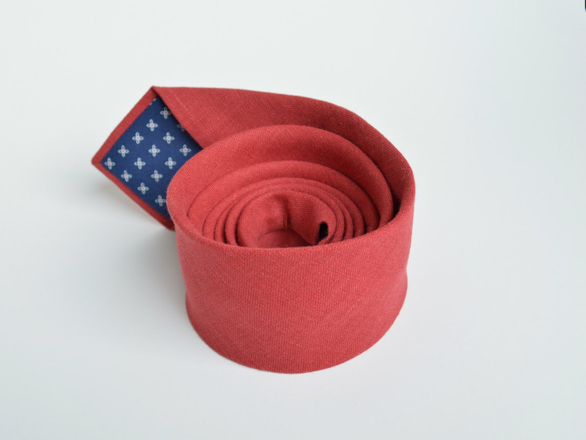 Red Linen Necktie Solid Muted Matte Red Necktie Prom - Etsy