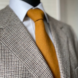Mustard Ochre Marigold Orange Linen Necktie for Groom, Groomsmen - Etsy