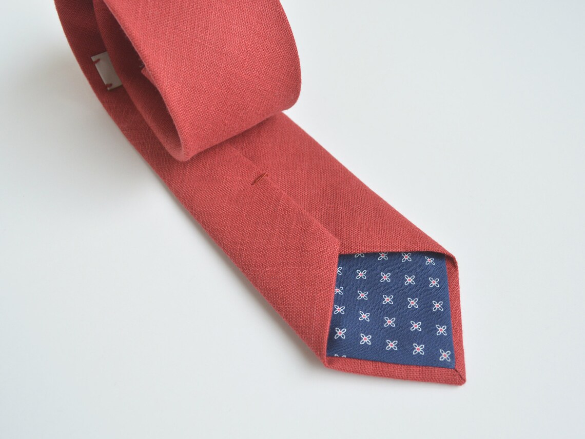 Red Linen Necktie Solid Muted Matte Red Necktie Prom - Etsy