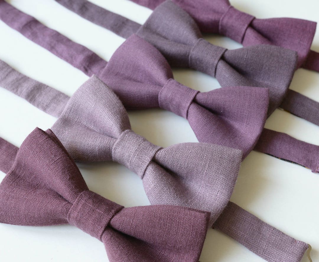Set of Purple, Lilac Mix and Match Linen Bowties - Mauve, Aubergine ...