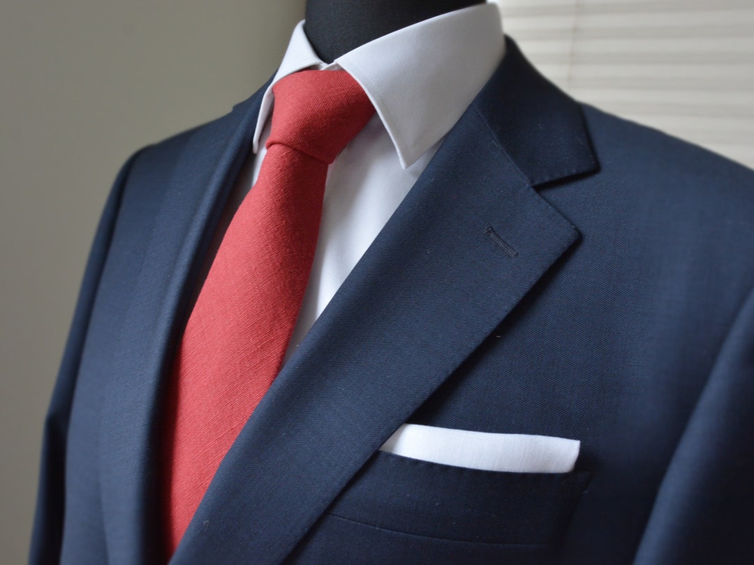 Red Linen Necktie Solid Muted Matte Red Necktie Prom - Etsy