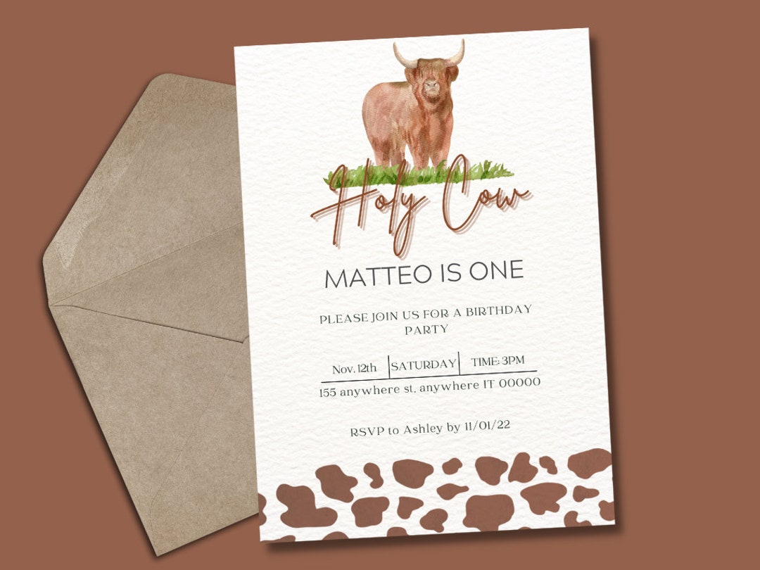 Highland Cow Birthday Invitation | Cows Western Invitations | Printable ...