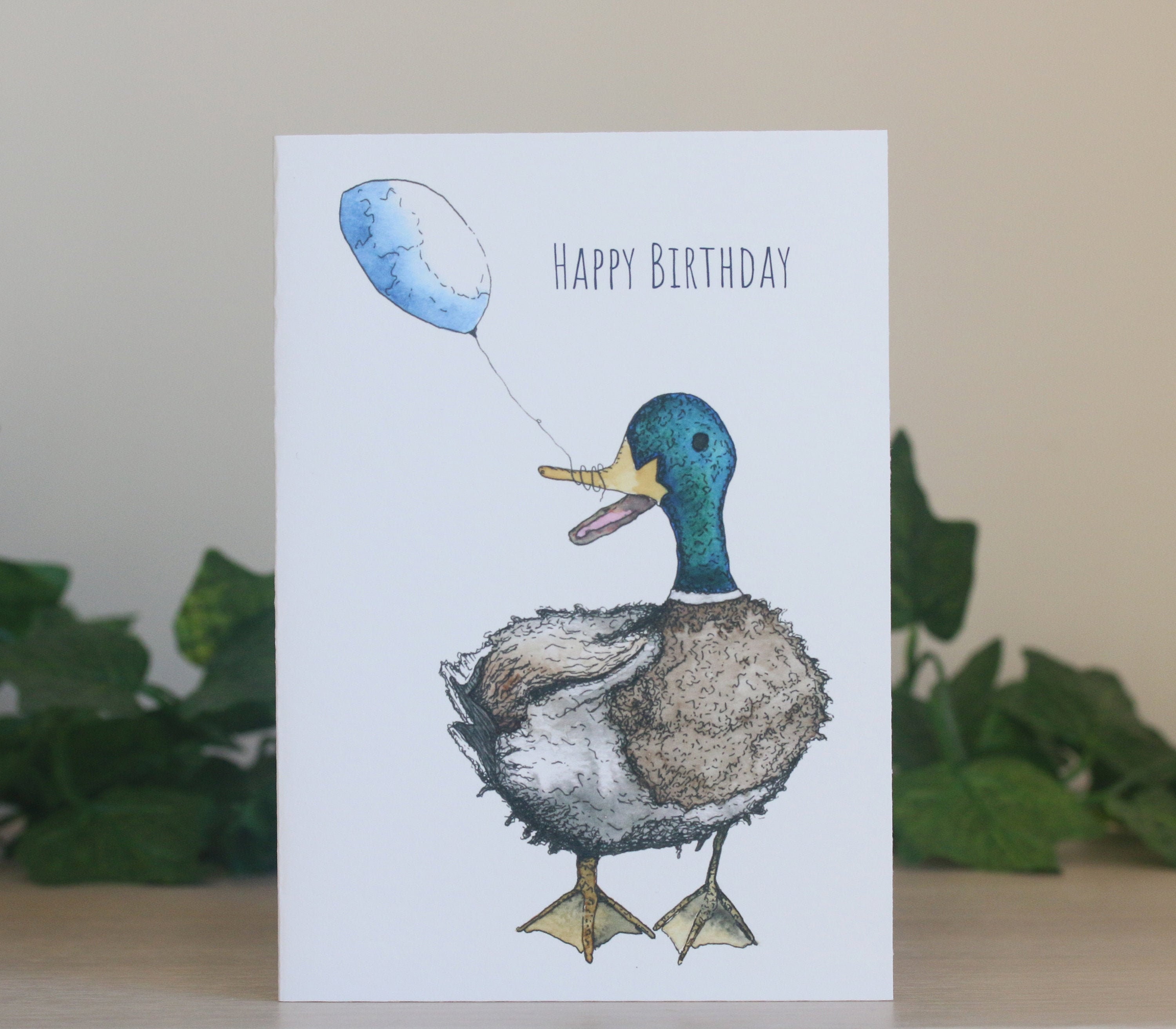 Duck Birthday Card / Childrens Birthday Card / Blank Card / | Etsy