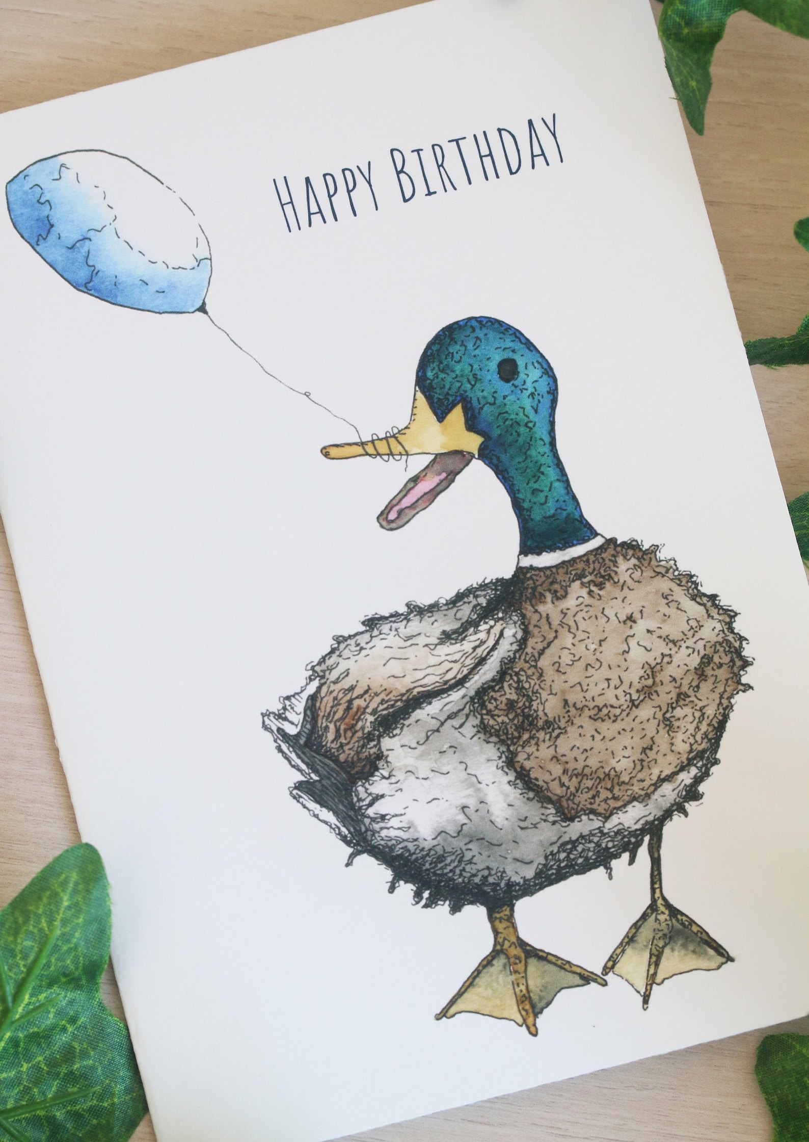 Duck Birthday Card / Childrens Birthday Card / Blank Card / | Etsy