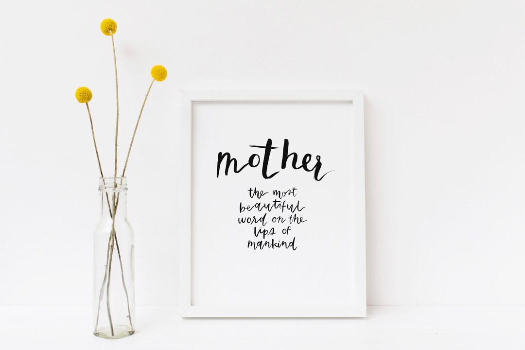 Mother - the Most Beautiful Word, Hand-lettered Art Print | Mother's ...
