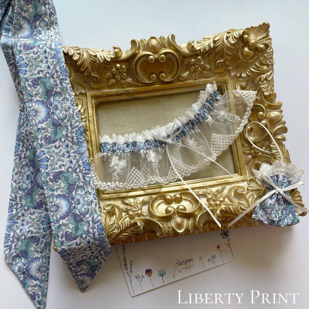 Bridgerton Inspired - Liberty Print Something Blue Wedding Garter ...