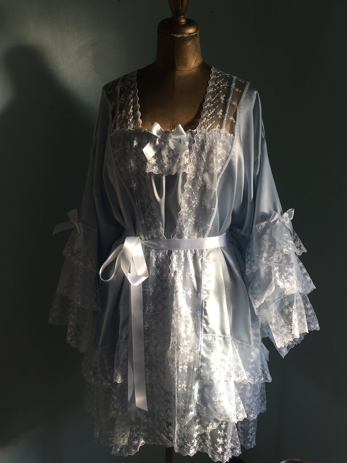 Gorgeous Negligee Set Feminine Negligee Set Satin Nightgown - Etsy