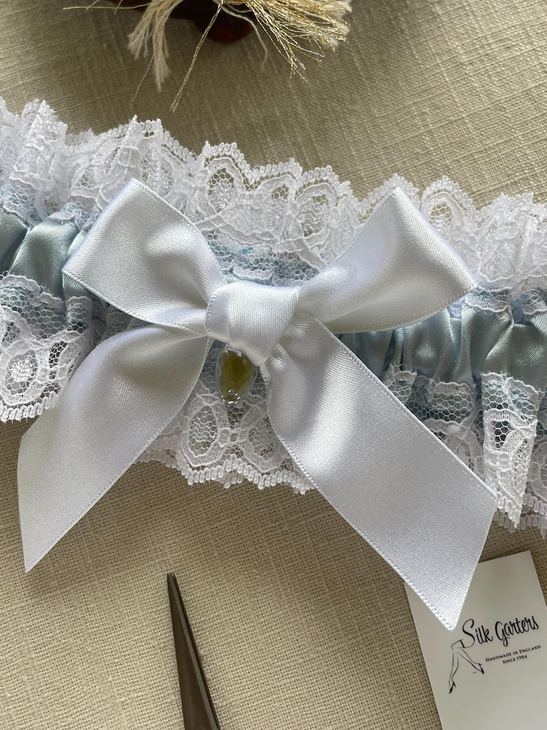 Beautiful Blue Garter - Classic Design - Large Bow & Crystal - Best ...