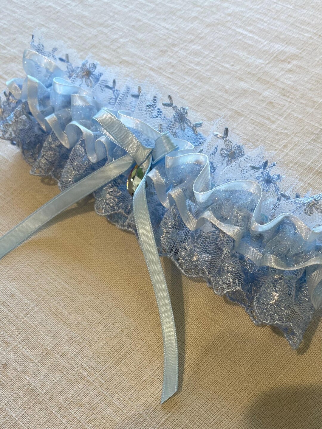 A Classic Something Blue Wedding Garter - Blue Tulle and Satin Edge ...