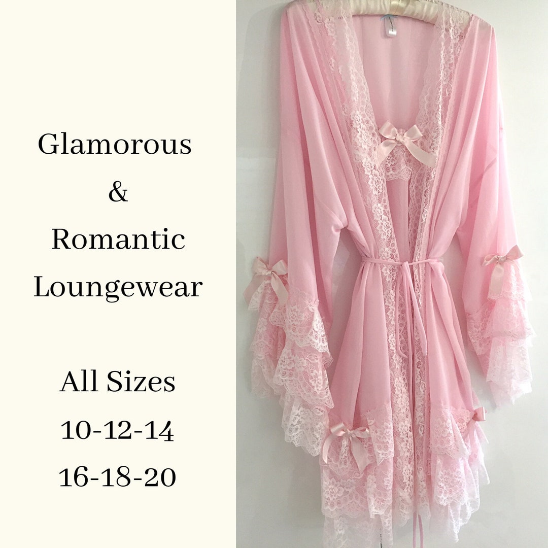 Gorgeous Feminine Negligee Set Pink Nightgown Frilly - Etsy Australia