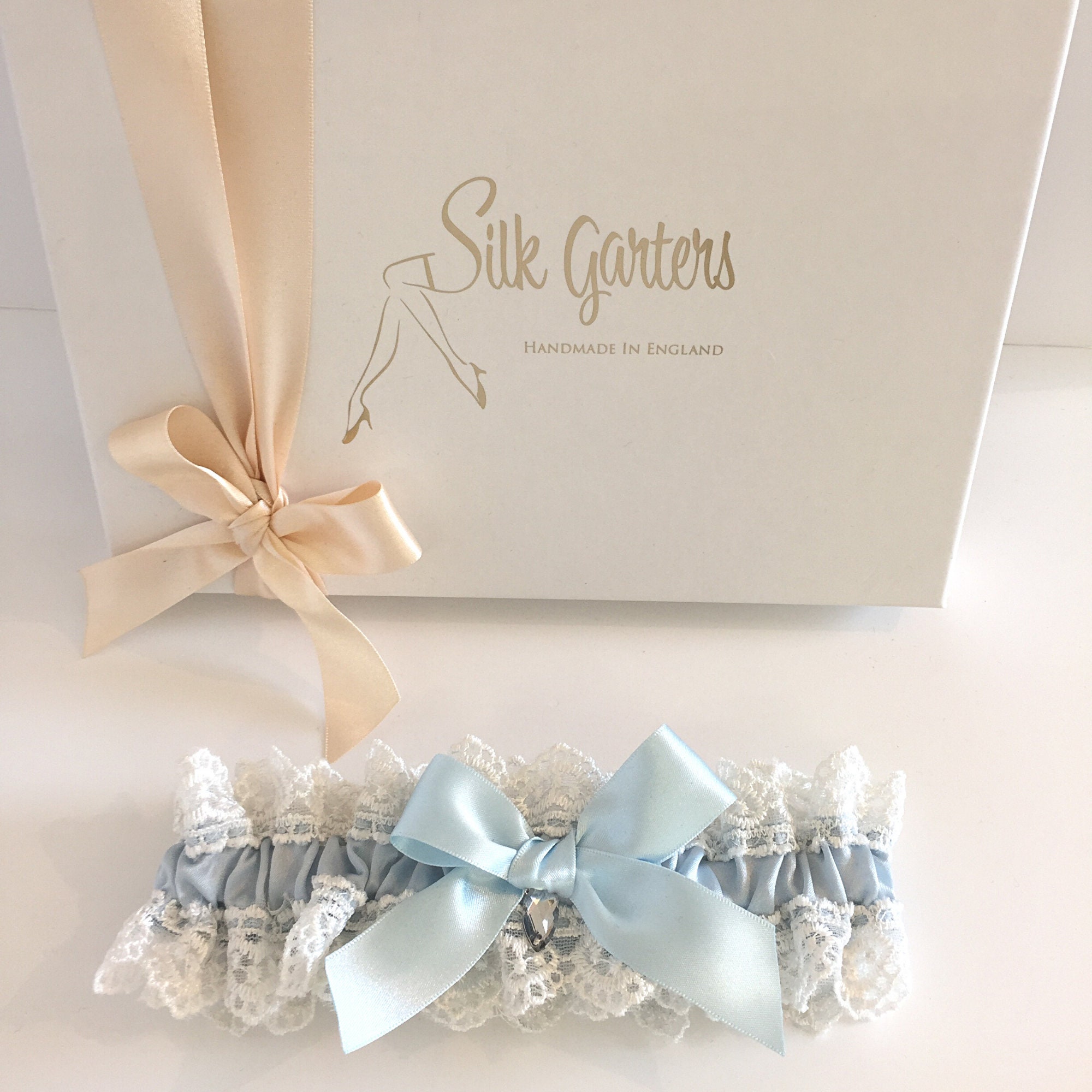 A Classic Something Blue Wedding Garter Ivory Tulle and Blue Satin ...