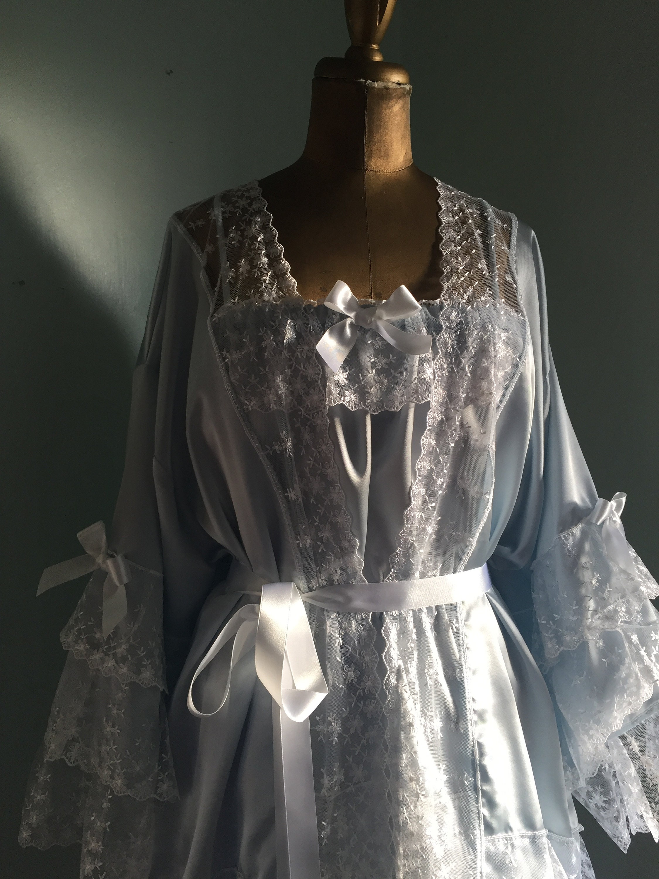 Gorgeous Negligee Set Feminine Negligee Set Satin Nightgown | Etsy