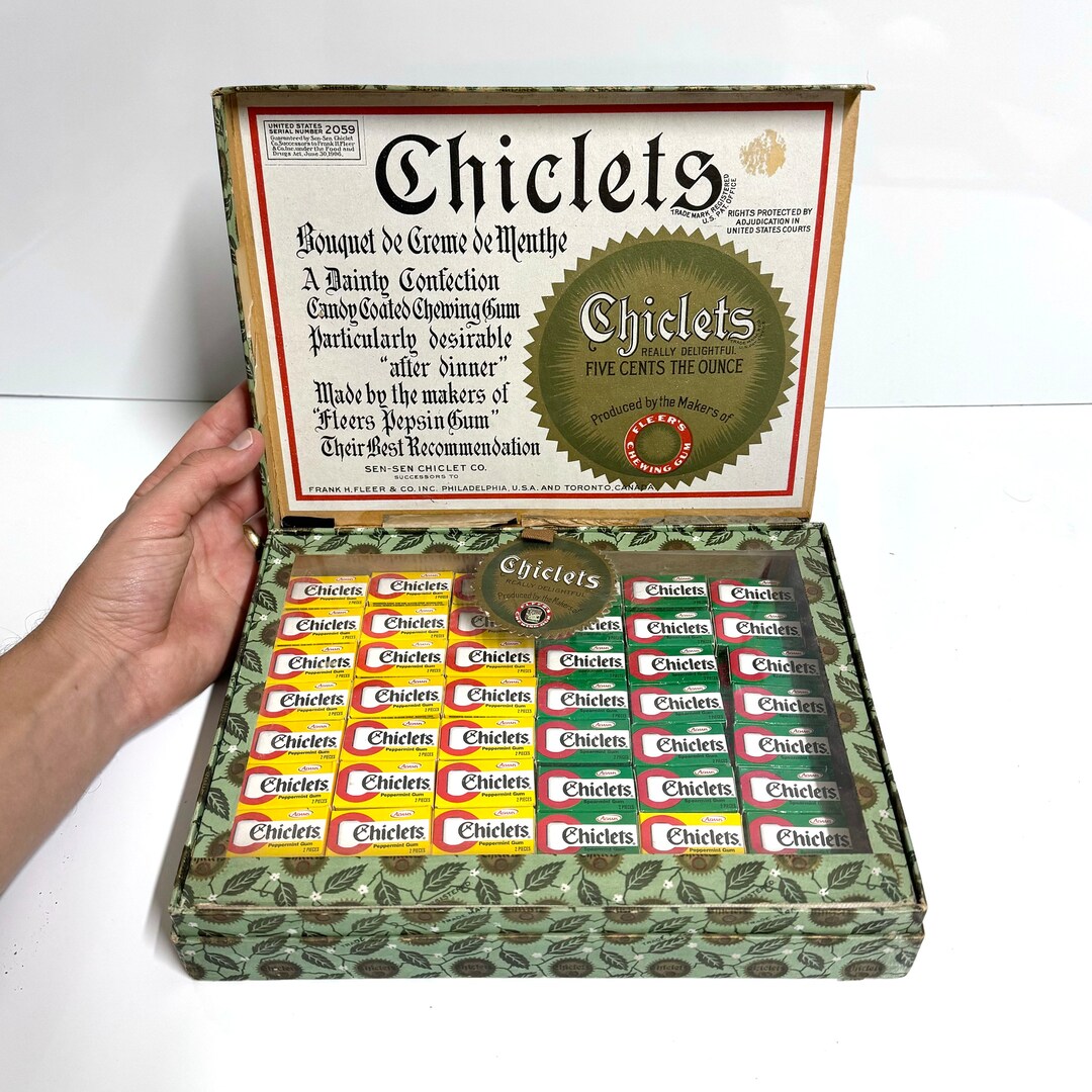 Rare 10 Vintage Early 1900s Chiclets Gum Candy Store Glass Display Box ...