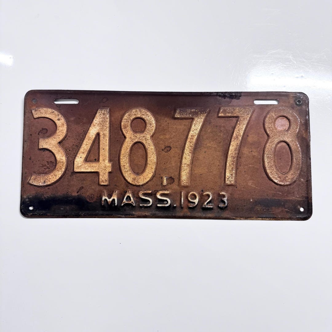 Antique 1923 Massachusetts License Plate Vintage Collectible Large Size ...