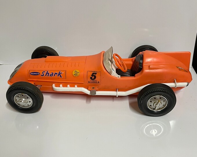 Rare 18” Large Vintage 1961 Remco Shark Toy Car U Control Tether Racing ...