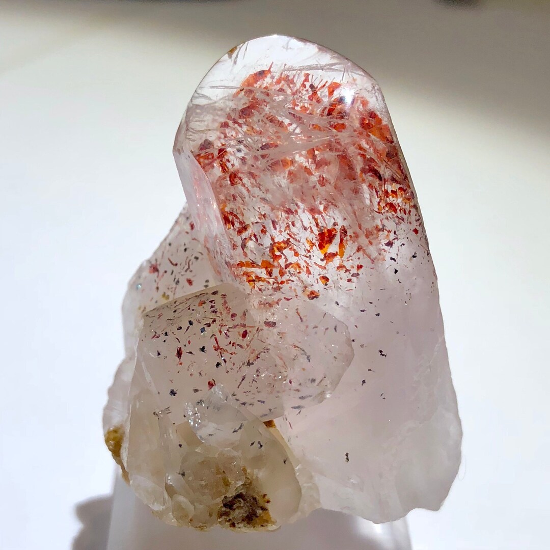 Rare 1.6” Polished Orb Termination Gem Hematite Quartz + Rutile Phantom ...