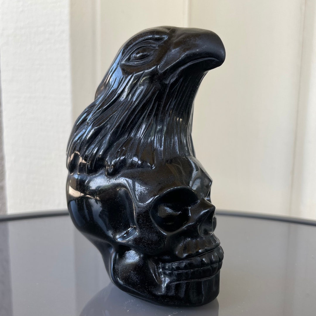 Rare 4 Black Obsidian Eagle Head Skull Crystal Carving 398g - Etsy