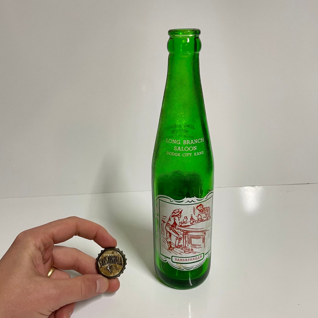 Rare Vintage 1959 Long Branch Saloon Sarsaparilla Green Glass Bottle ...