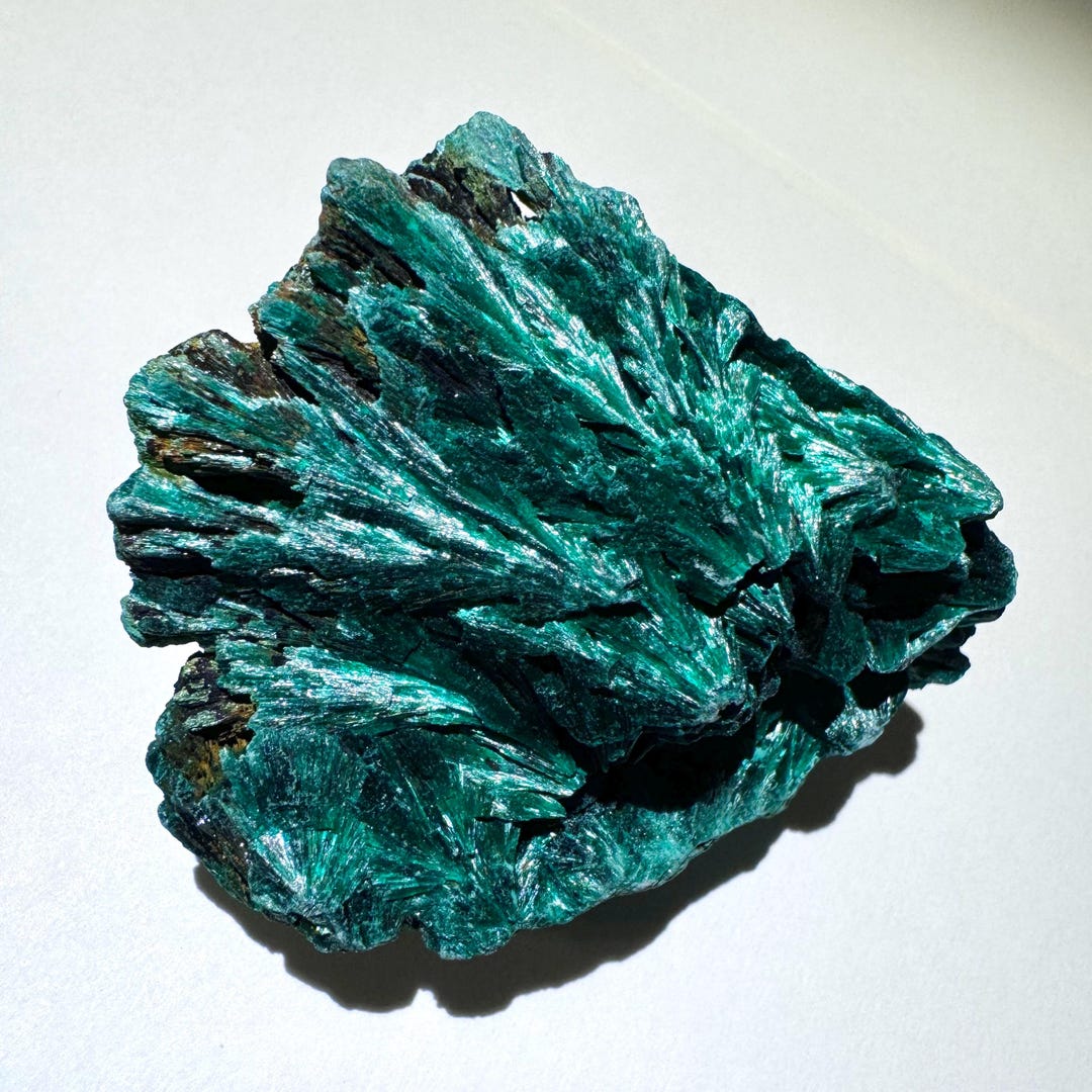 Rare 2” Fibrous Green Malachite Crystal Cluster 92g Mineral Specimen ...