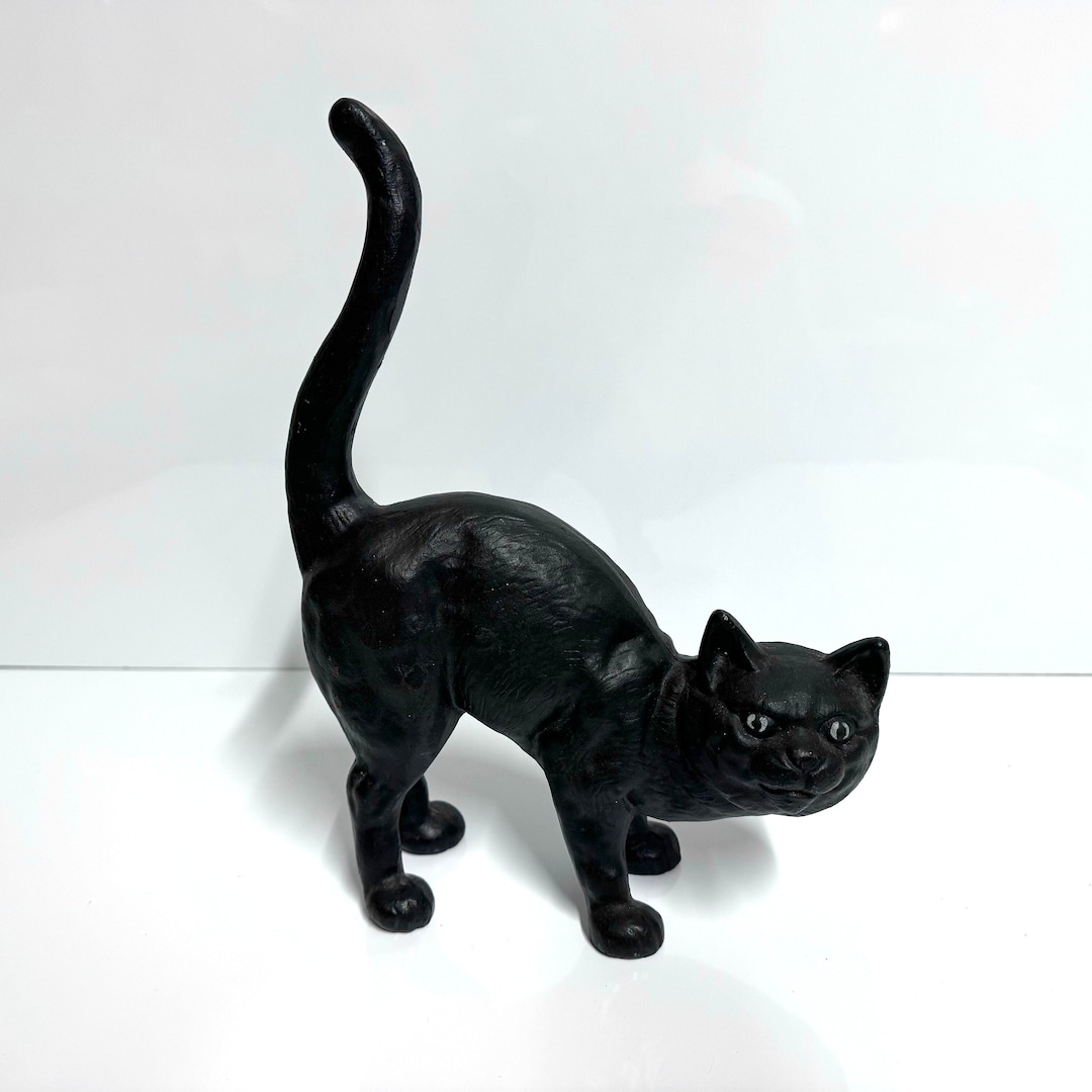 Rare 10.5 Large Antique Hubley Style Cast Iron Black Cat Doorstop 4 ...
