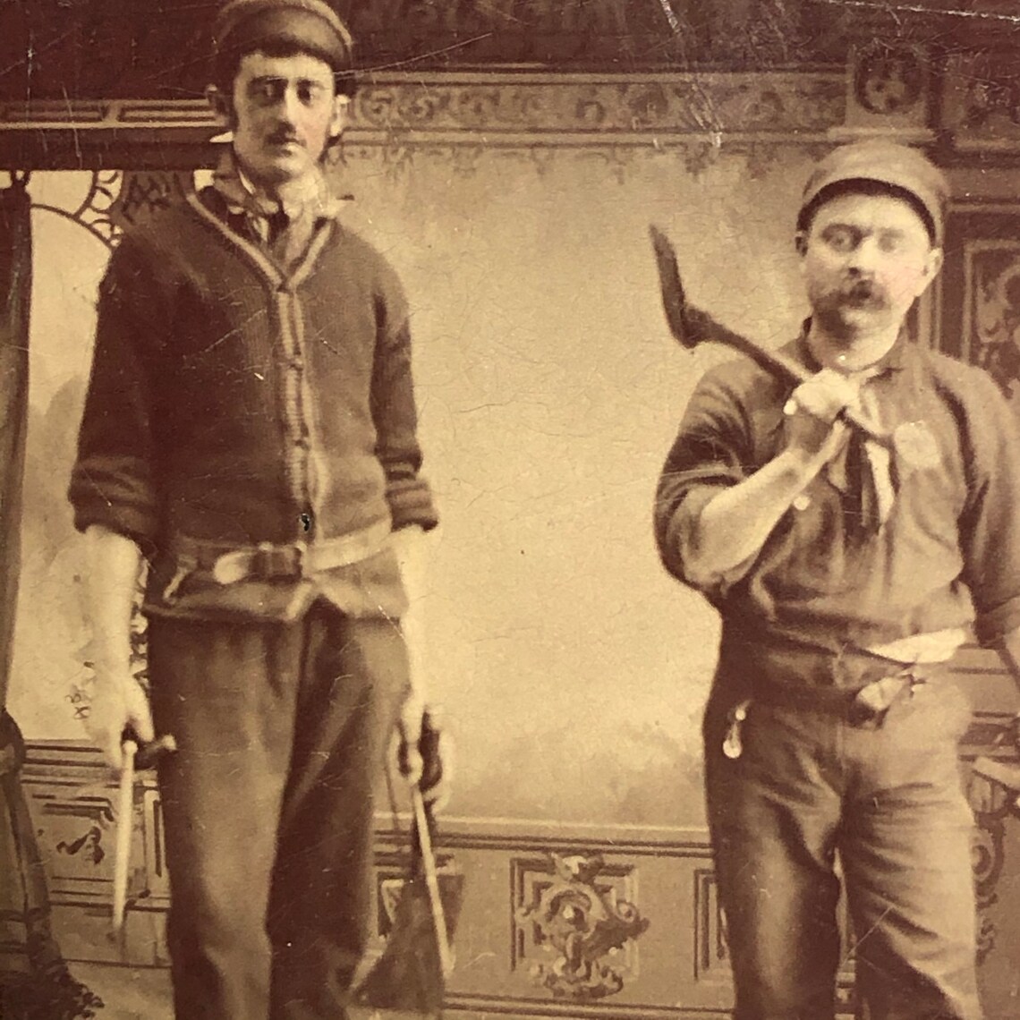 Rare Tintype Men With Knives Axe & Dog Crisp Details - Etsy
