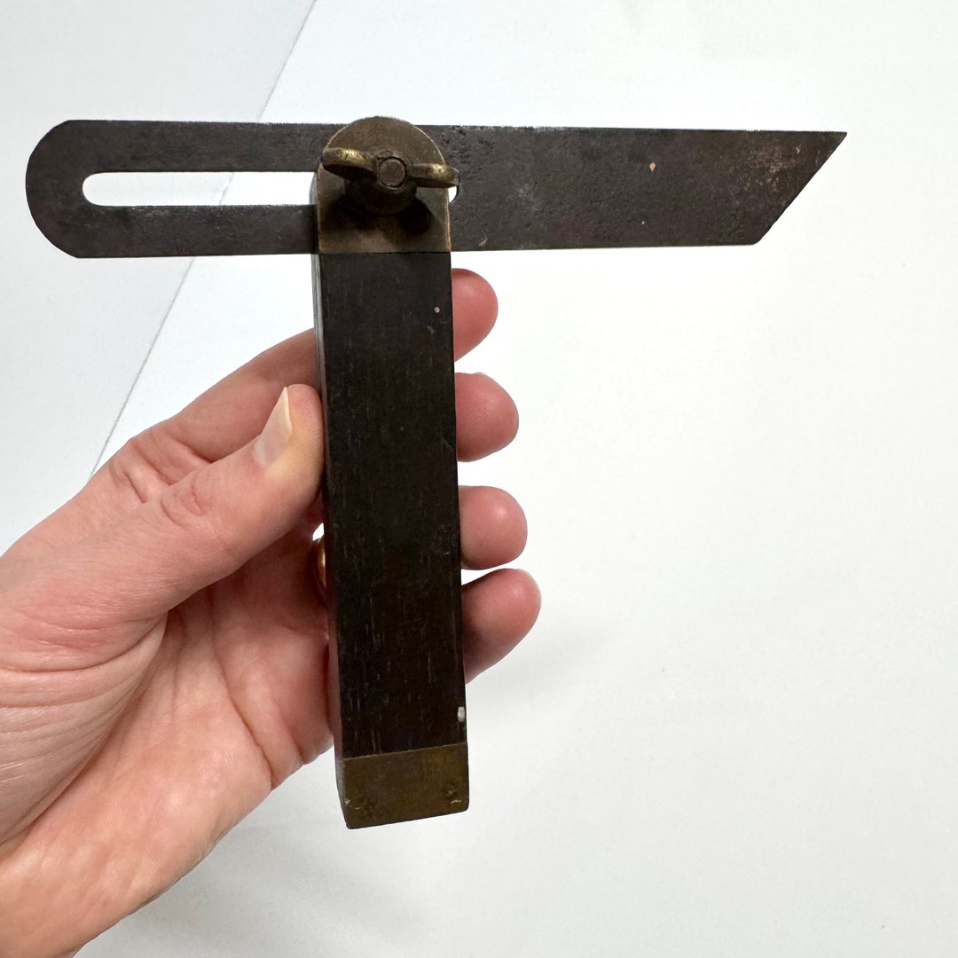 Antique 1920s Carpentry Wood Marking Sliding T Square Bevel Gauge Tool ...