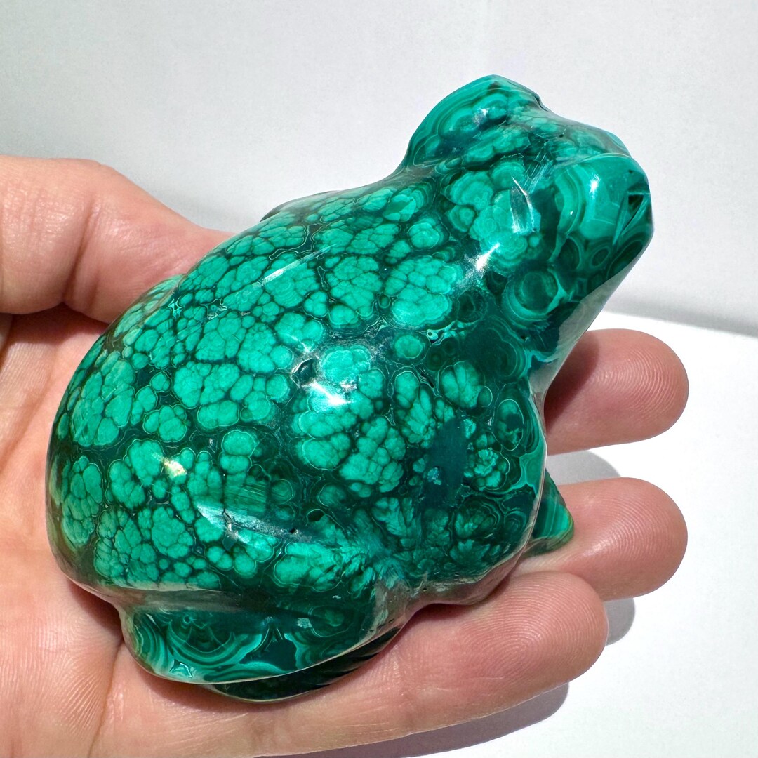 Rare 3” Large Malachite Friendship Toad Stone Carving 321g Carved ...