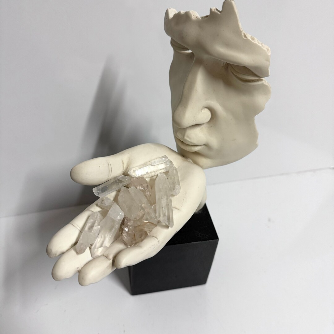 Large 10.6” Artistic Blowing Kiss Hand Sculpture With Quartz Crystals ...