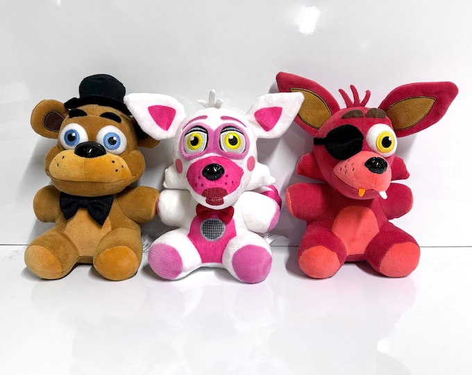 3pc Lot Five Nights at Freddys Fazbear, Funtime Foxy, Red Foxy Plush ...
