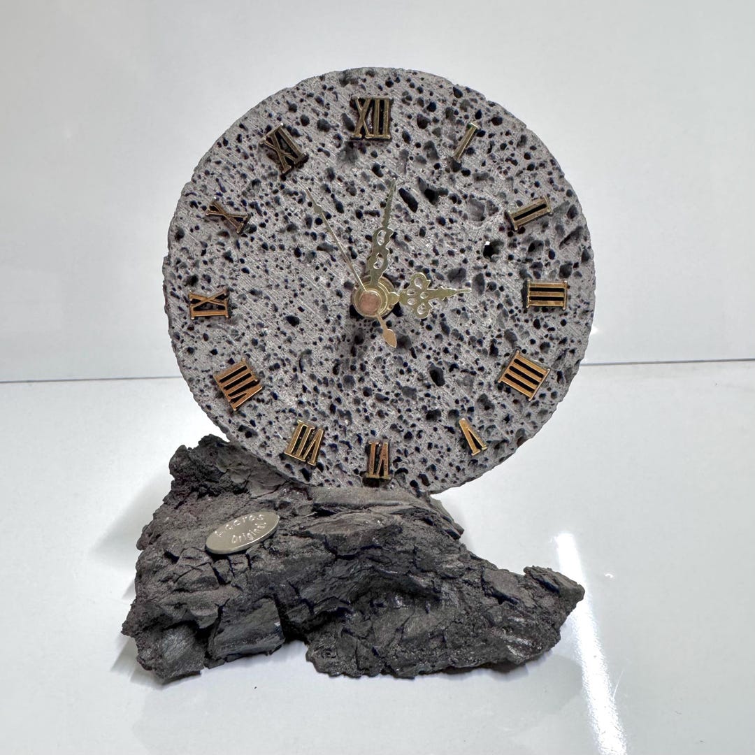 Vintage 5.5 Azores Volcanic Lava Rock Functional Clock Collectible ...