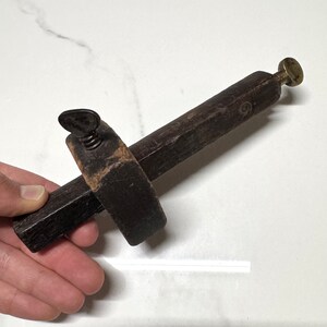 Antique 1920s Carpentry Wood Marking Gauge Tool Wood & Brass Vintage ...
