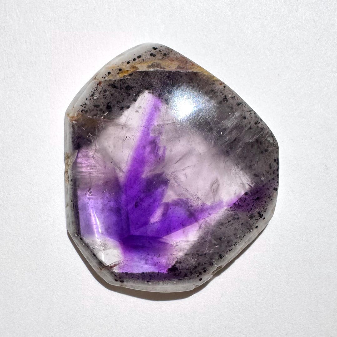 Rare 1.2” Atomic Amethyst Phantom Crystal Cabochon With Goethite ...