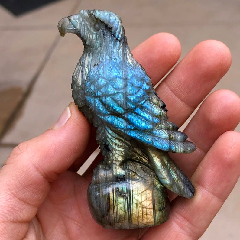 Rare 108g Hand Carved Labradorite Eagle Crystal Bird Spirit | Etsy