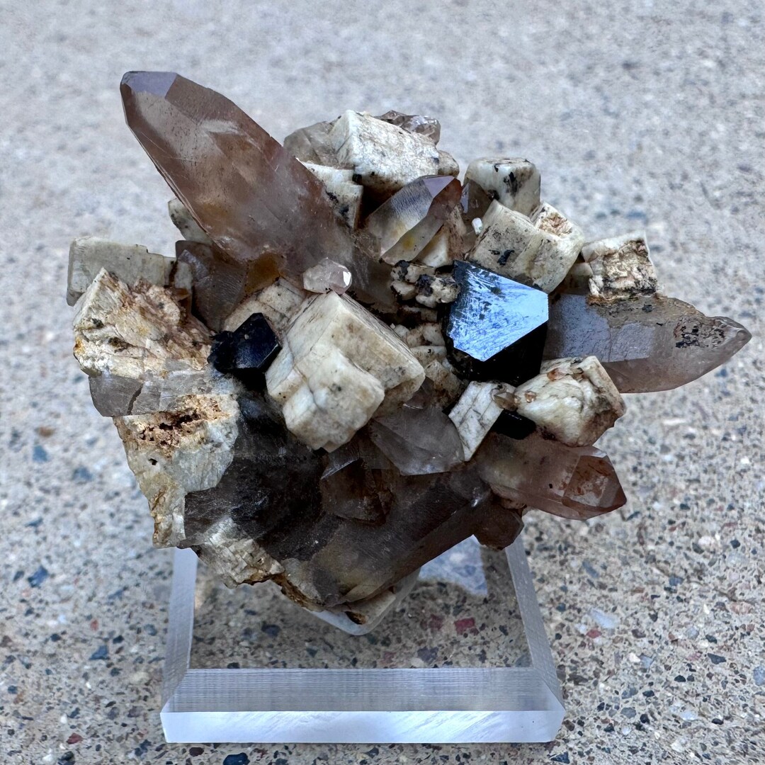 Rare 1.6 Museum Quality Magnetite With Smoky Quartz & Orthoclase ...