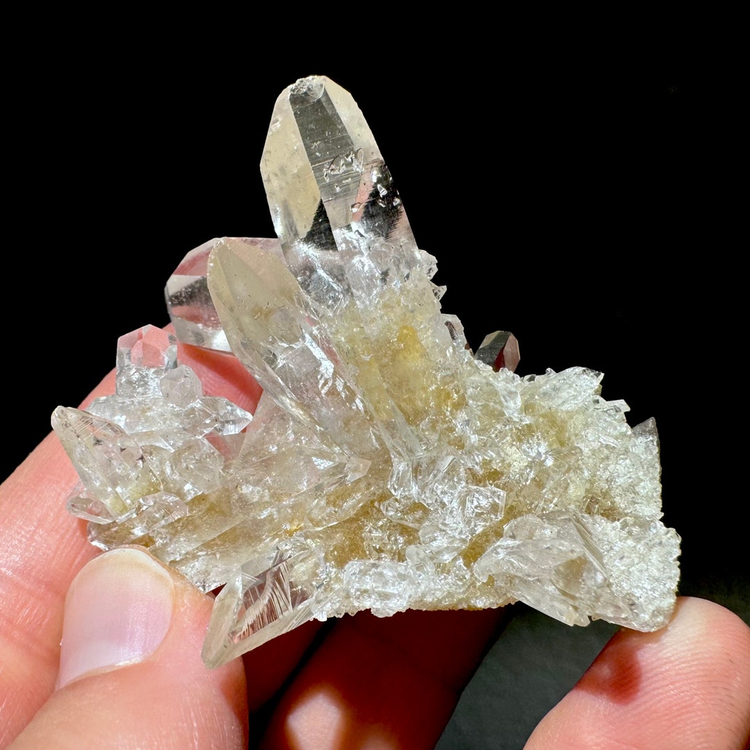 Rare 2” Brilliant Clear Natural Quartz Crystal Cluster 34g Mineral ...