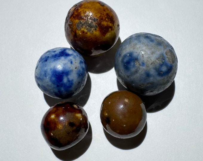 5pc Lot Rare Antique German Bennington Marble Set Wholesale 1800s Vintage Collectible Pottery ...