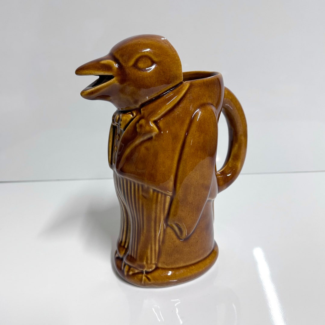 Rare 8.7” Large Vintage Glazed Pottery Colonial Loza SA Argentina Crow ...